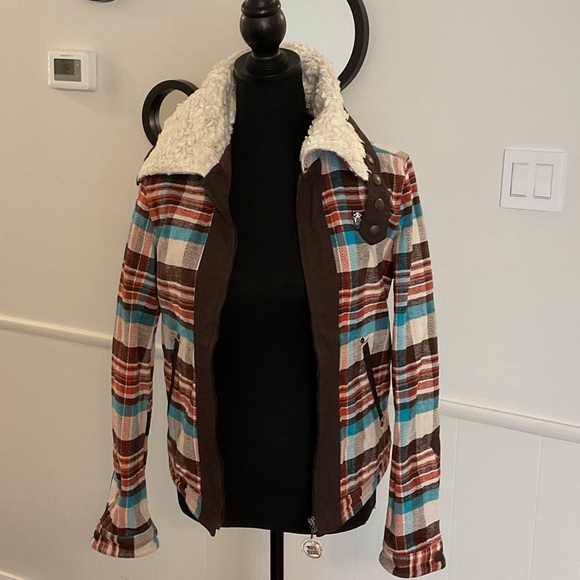Diesel | Jackets & Coats | Diesel Multicolor Plaid Teddy Jacket | Poshmark